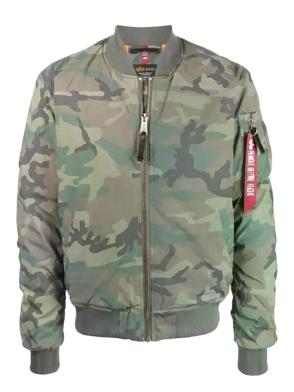 Alpha Industries Camouflage Zip-up Bomber Jacket - Green