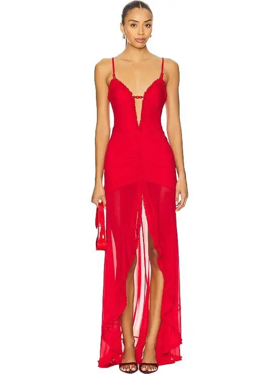 RUNAWAY THE LABEL Kiata Maxi Dress - Cherry