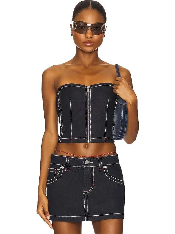 Abrand Denim Cameron Denim Bustier - Rinse Denim