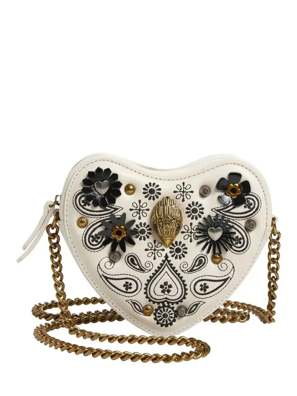 Kurt Geiger Kensington Heart & Flowers Crossbody Bag - Open White