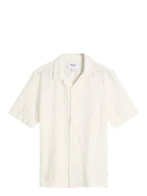 WAX LONDON Didcot Seersucker Waffle Vacation Shirt - Ecru