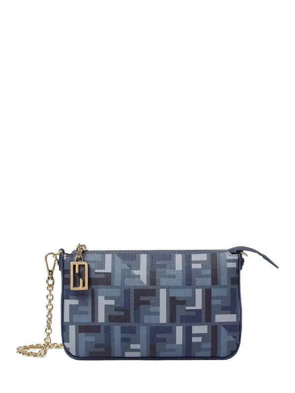 Fendi Pouch Baguette Ff Jacquard Fabric Shoulder Bag - Blue