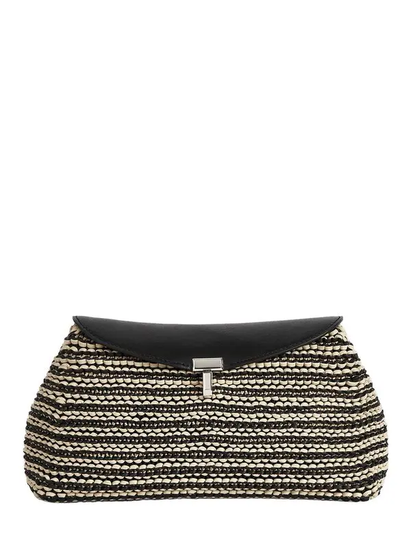 TOTEME T-lock Woven-leather Clutch - Black
