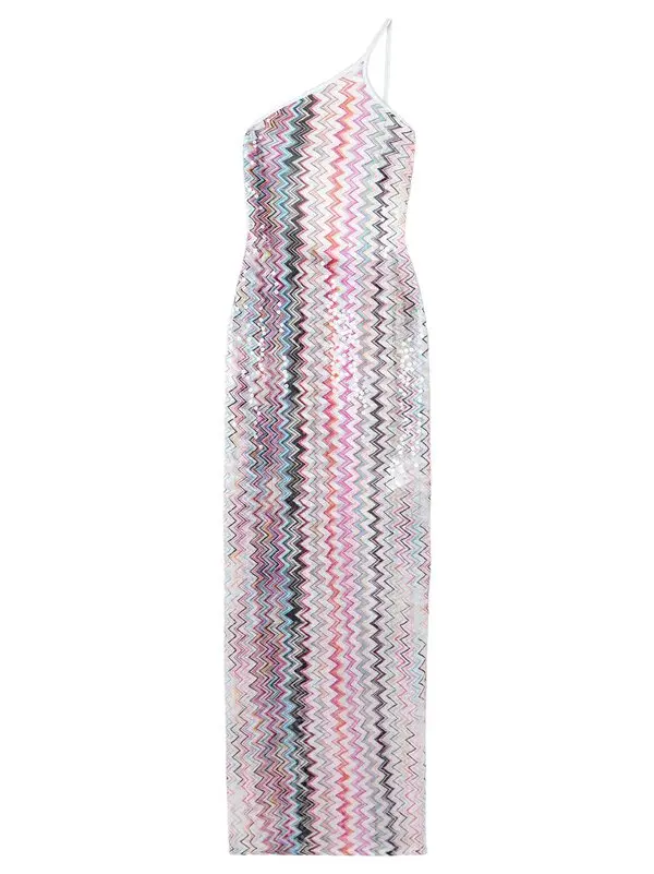 Missoni One-shoulder Crochet-knit Maxi Dress - Pink