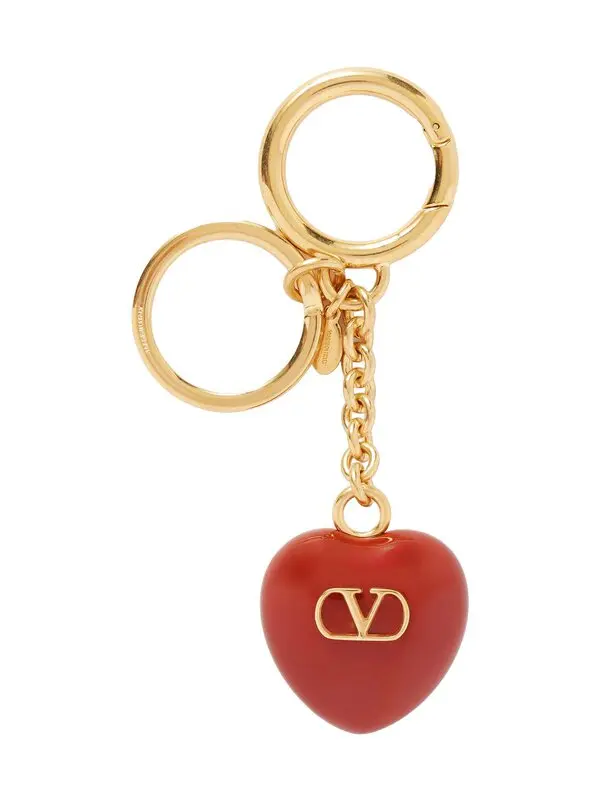 Valentino Garavani Vlogo Signature Gold-tone And Enamel Bag Charm - Red