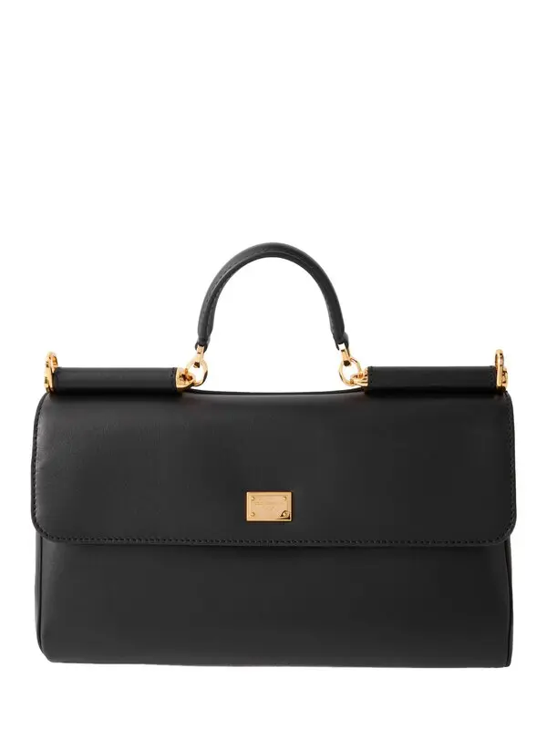Dolce & Gabbana My Sicily Leather Shoulder Bag - Black