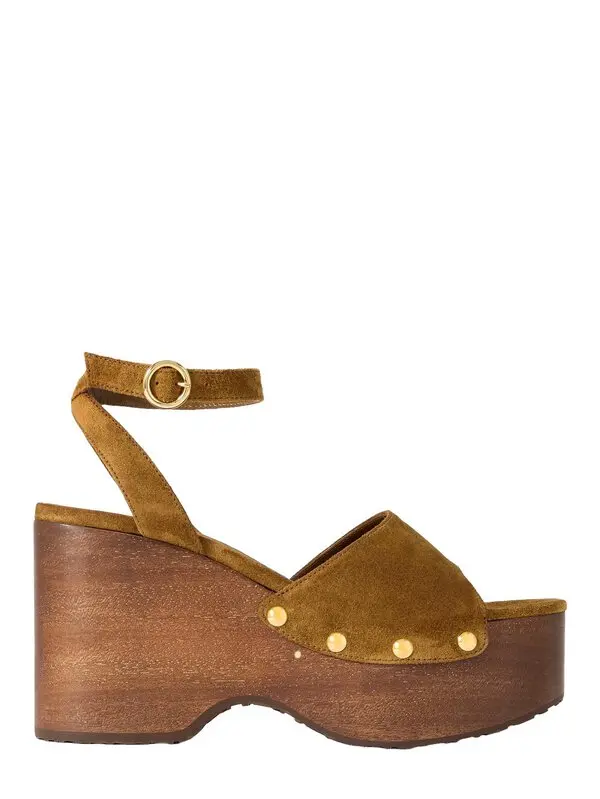 GIANVITO ROSSI 110 Studded Suede Platform Sandals - Brown