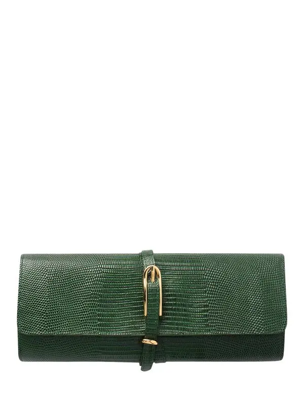 LIFFNER Belted Lizard-effect Leather Clutch - Green