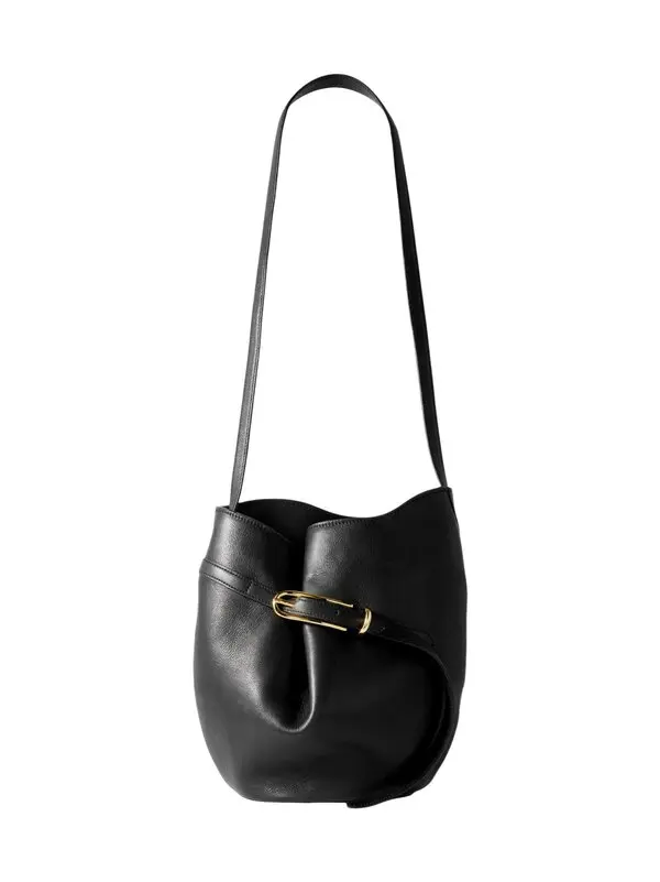 LIFFNER Buckled Leather Bucket Bag - Black