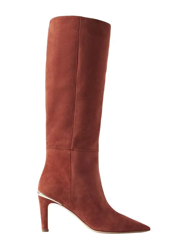 Gabriela Hearst Aura Suede Knee Boots - Burgundy