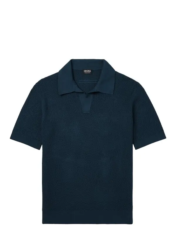 Zegna Slim-fit Cotton-piqué Polo Shirt - Blue