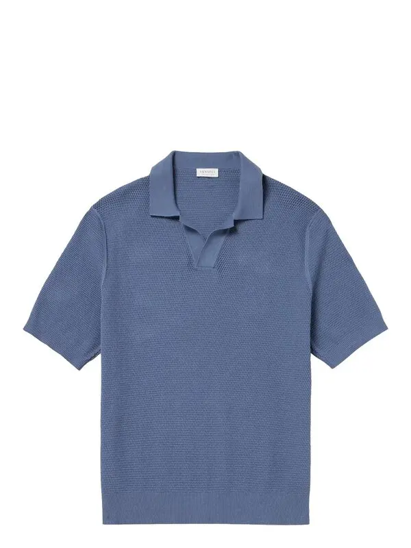 Sunspel Cotton-mesh Polo Shirt - Blue