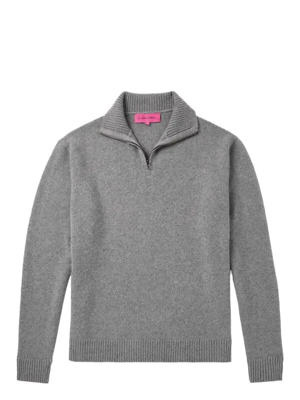 THE ELDER STATESMAN Cashmere Half-zip Sweater - Gray