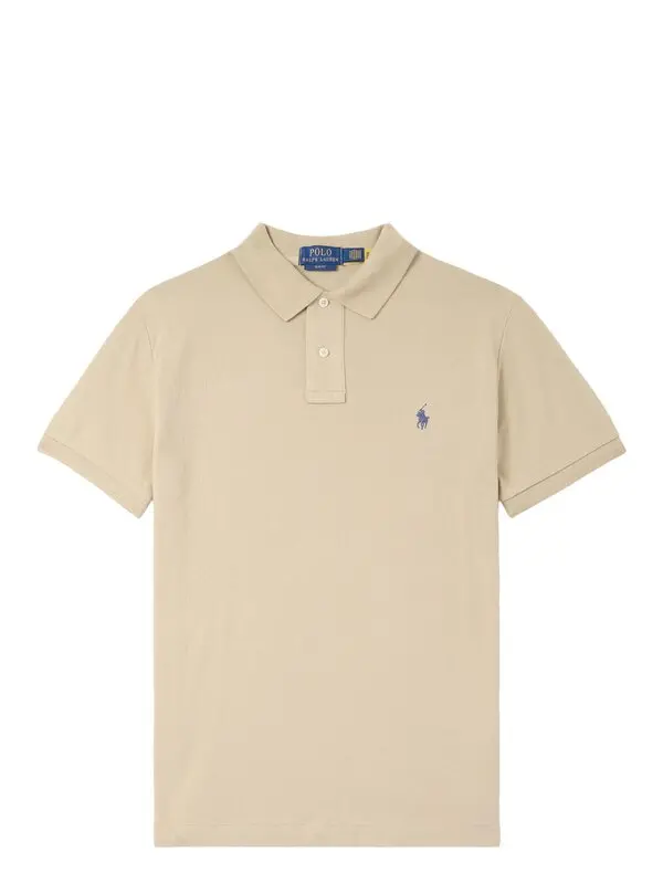 Polo Ralph Lauren Logo-embroidered Cotton-piqué Polo Shirt - Neutrals