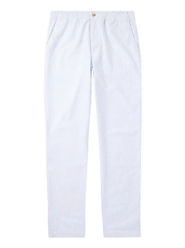 Ralph Lauren Straight-leg Striped Cotton Oxford Trousers - Blue