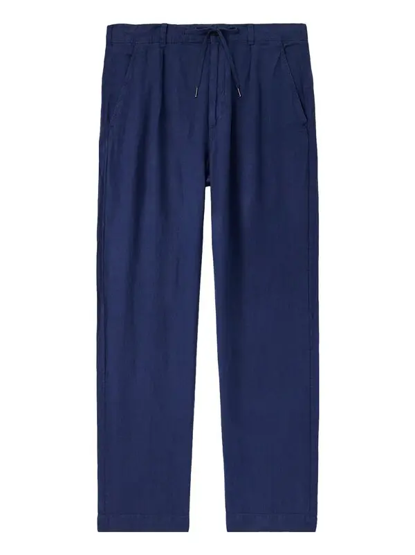 Ralph Lauren Straight-leg Pleated Linen Trousers - Blue