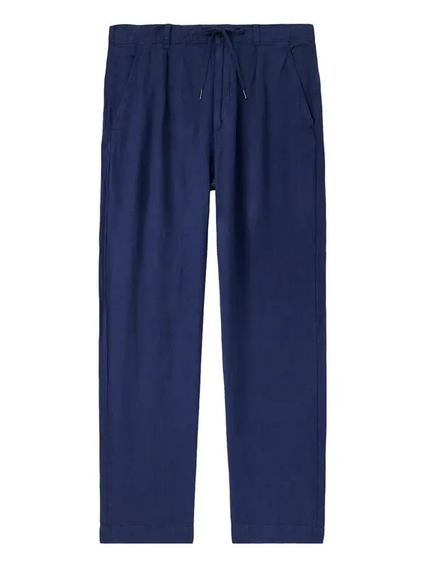 Polo Ralph Lauren Straight-leg Pleated Linen Trousers - Blue