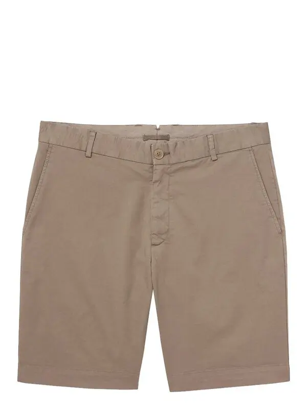 Sunspel Straight-leg Cotton-blend Twill Chino Shorts - Brown