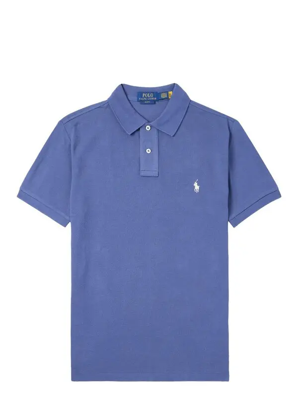 Polo Ralph Lauren Logo-embroidered Cotton-piqué Polo Shirt - Blue