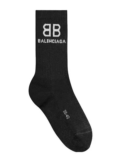 Balenciaga Bb Logo Tennis Socks - Black/white
