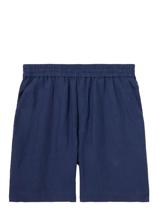 Sunspel Straight-leg Linen Shorts - Blue