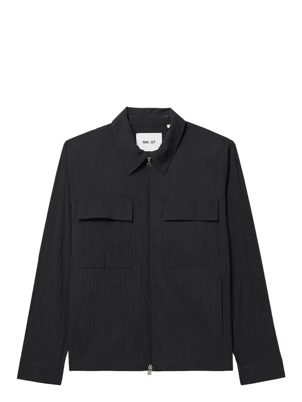 Nn07 Alban 5721 Organic Cotton-blend Seersucker Jacket - Black