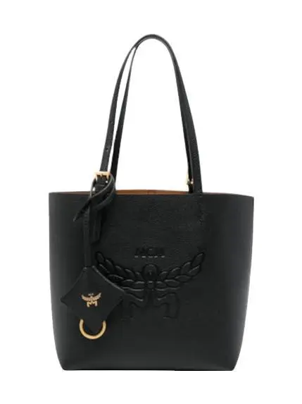 Mcm Himmel Leather Doppel Mini Shopper - Black