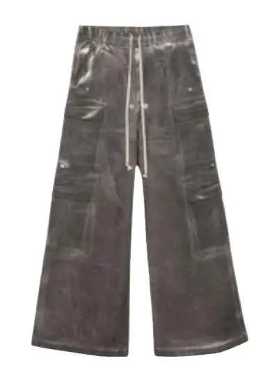 Rick Owens Foil Denim Double Cargo Jumbo Belas Pants - Darkdust