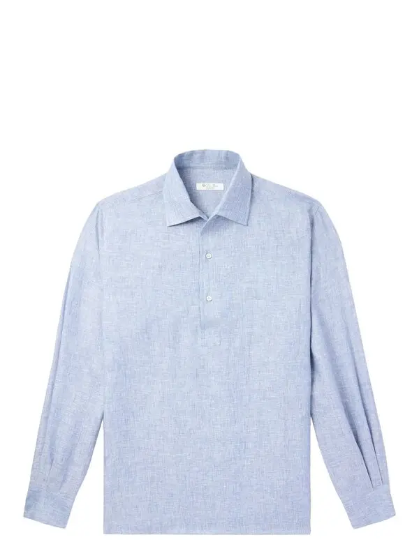 Loro Piana André Linen Half-placket Shirt - Blue