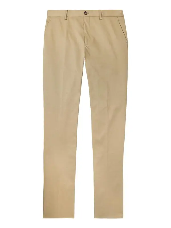 Etro Roma Slim-fit Straight-leg Stretch-cotton Twill Trousers - Neutrals