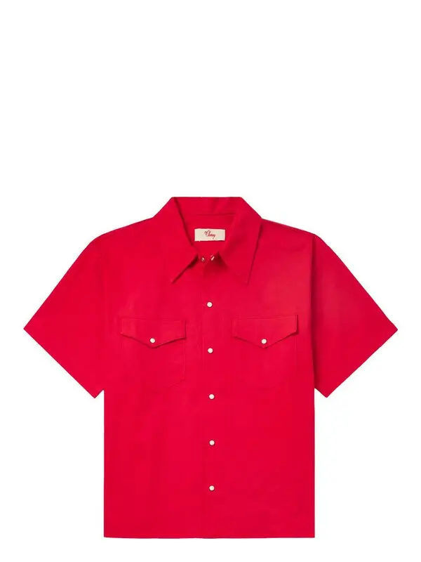 CHERRY LOS ANGELES Embroidered Cotton-twill Shirt - Red