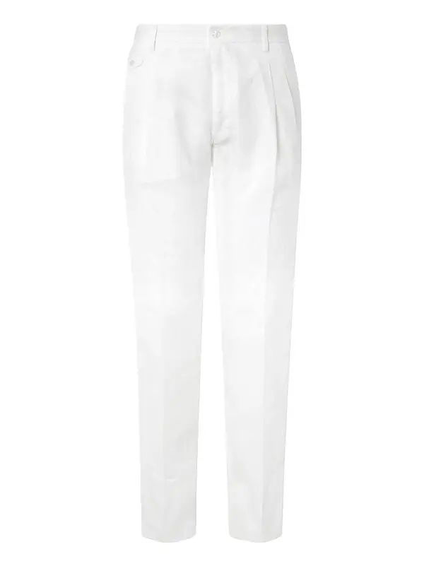 Dolce & Gabbana Straight-leg Pleated Linen Trousers - White