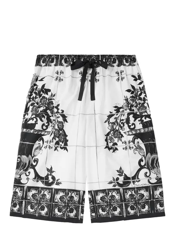Dolce & Gabbana Mallorca Straight-leg Printed Cotton-poplin Shorts - White