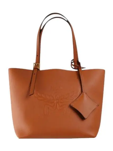 Mcm Himmel Leather Doppel Mini Shopper - Cognac