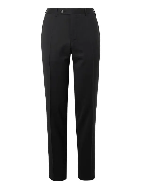 Canali Straight-leg Super 130s Wool Suit Trousers - Black