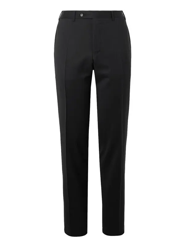 Canali Straight-leg Super 130s Wool Suit Trousers - Black