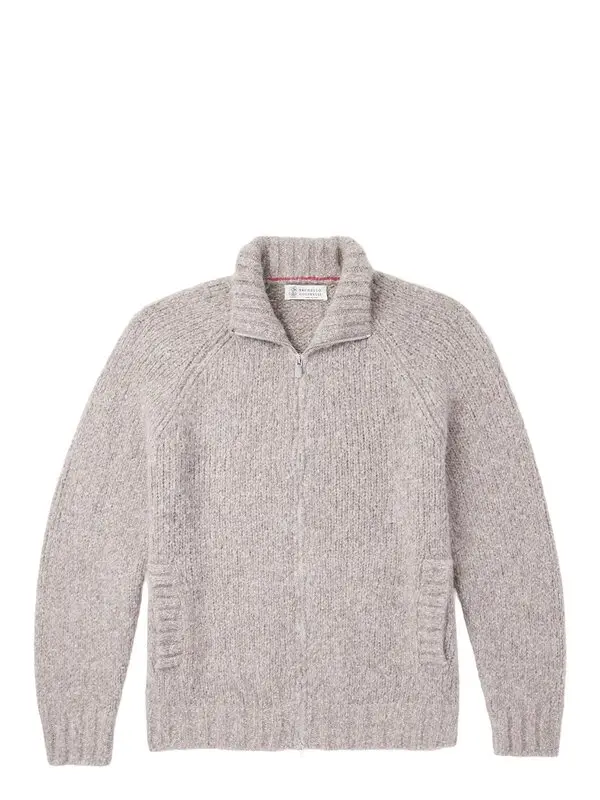 Brunello Cucinelli Slim-fit Alpaca-blend Cardigan - Neutrals