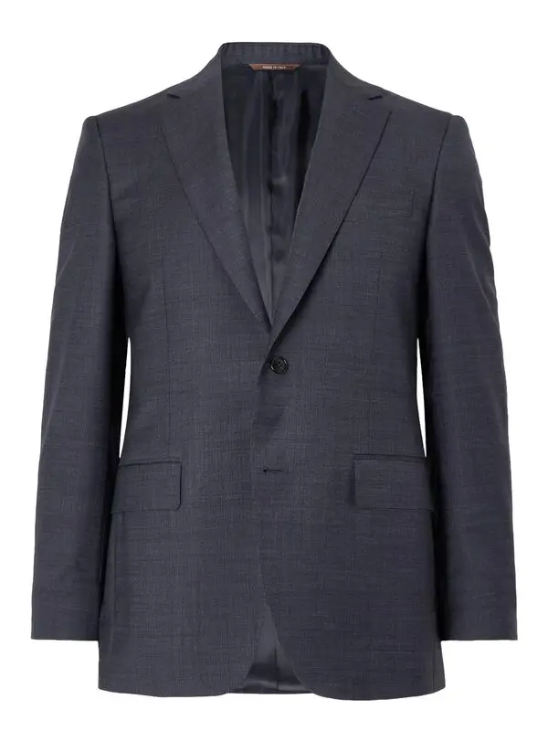 Canali Super 130s Slim-fit Checked Wool Suit Jacket - Blue