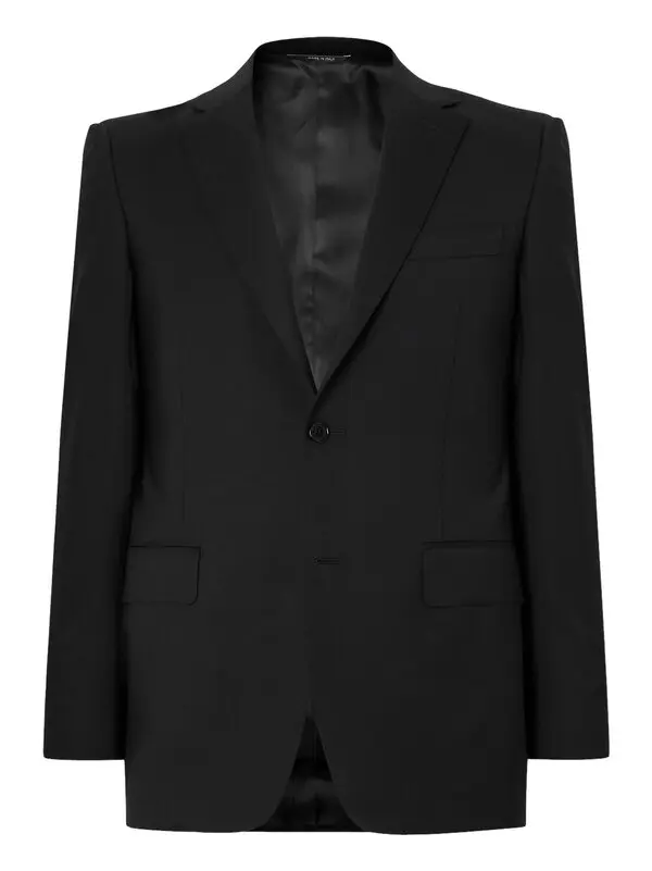 Canali Super 130s Wool Suit Jacket - Black
