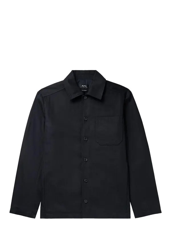A.p.c. Jeffray Cotton And Wool-blend Twill Overshirt - Blue
