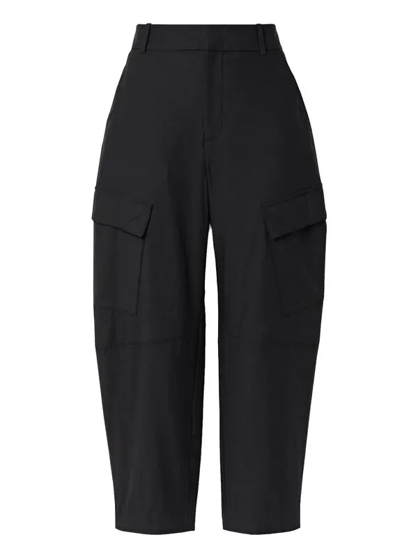 Another Tomorrow Lyocell And Cotton-blend Twill Barrel-leg Cargo Pants - Black