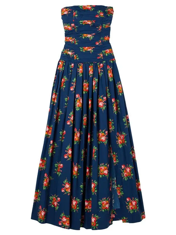 Cara Cara Montreal Strapless Floral-print Maxi Dress - Blue