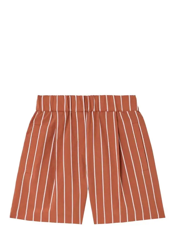 Brunello Cucinelli Striped Cotton-blend Poplin Shorts - Orange