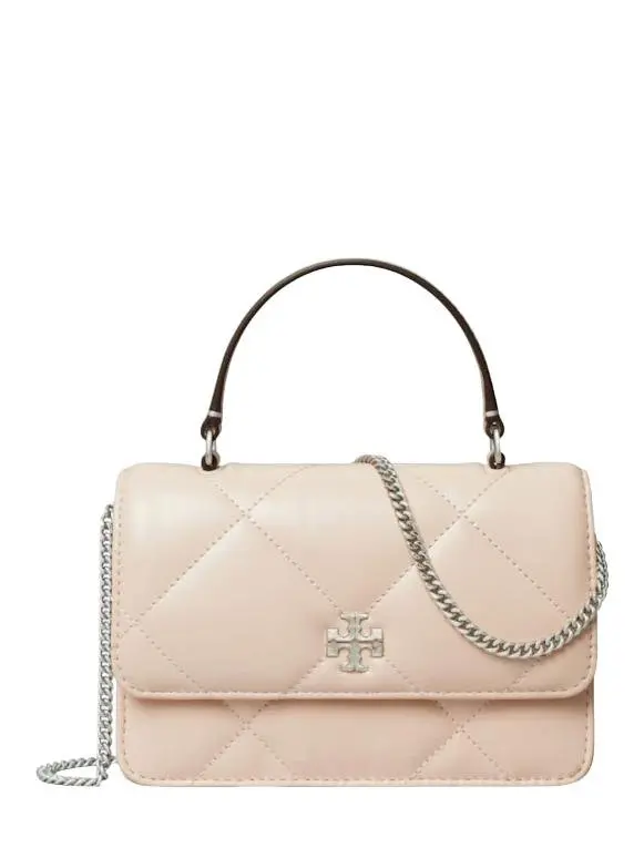 Tory Burch Kira Diamond Quilt Mini Chain Wallet - Soft Pink