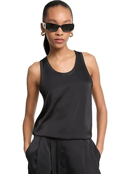 Michael Kors Satin Racerback Tank Top - Black