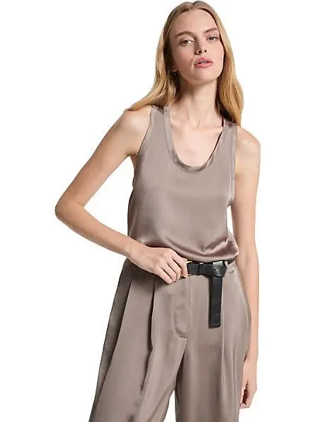 Michael Kors Satin Racerback Tank Top - Brown