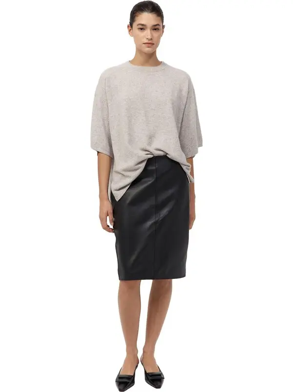 ST AGNI Leather Pencil Skirt - Black
