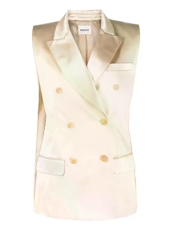 Khaite Nathan Double-breasted Satin Blazer - Neutrals