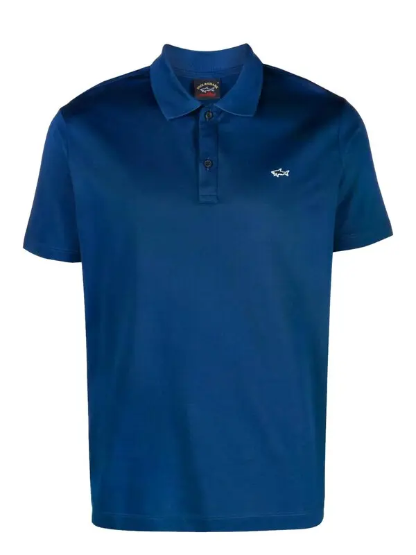Paul & Shark Logo-patch Organic-cotton Polo Shirt - Blue