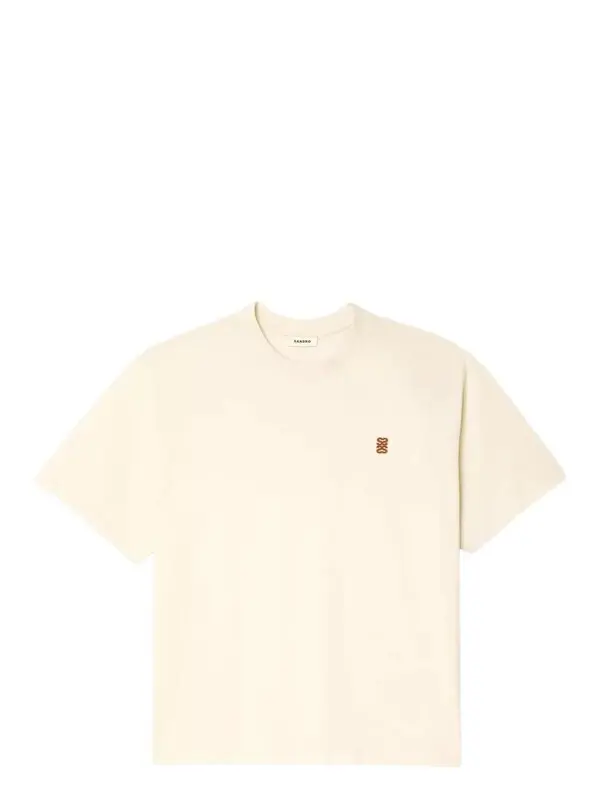 Sandro Leather Logo T-shirt - Neutrals